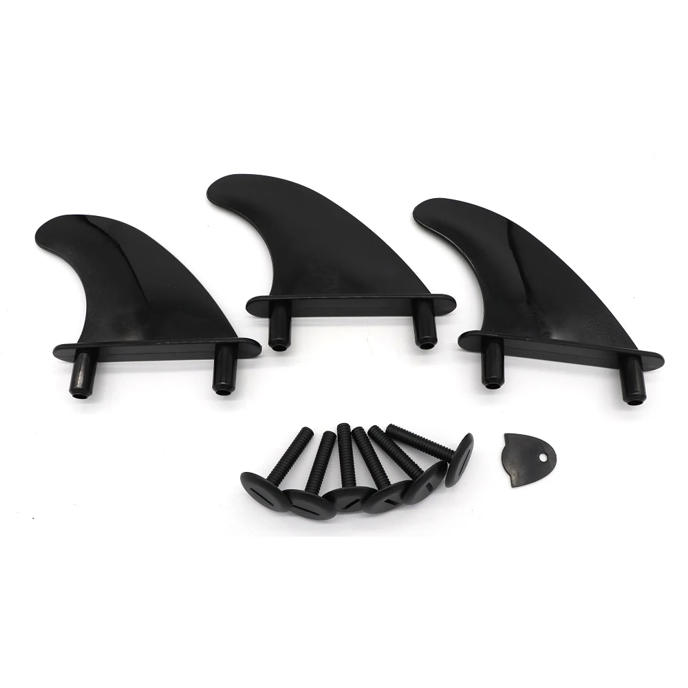 3Pcs Surfboard Black Fins & Screws for Softboard Surfboard Accessories ...