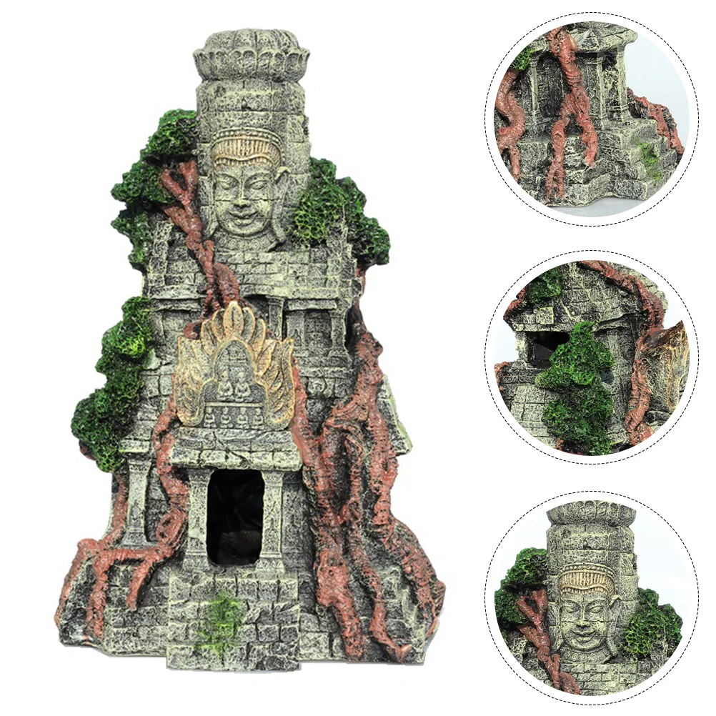 Glass-Container-Buddha-Statue-Fish-Tank-Decoration-Aquarium-Temple ...