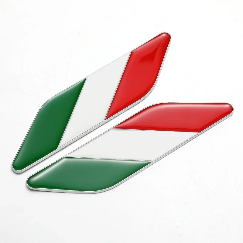 2Pcs Metal Italian National Flag Side Fender Emblem Badge Decals Car ...