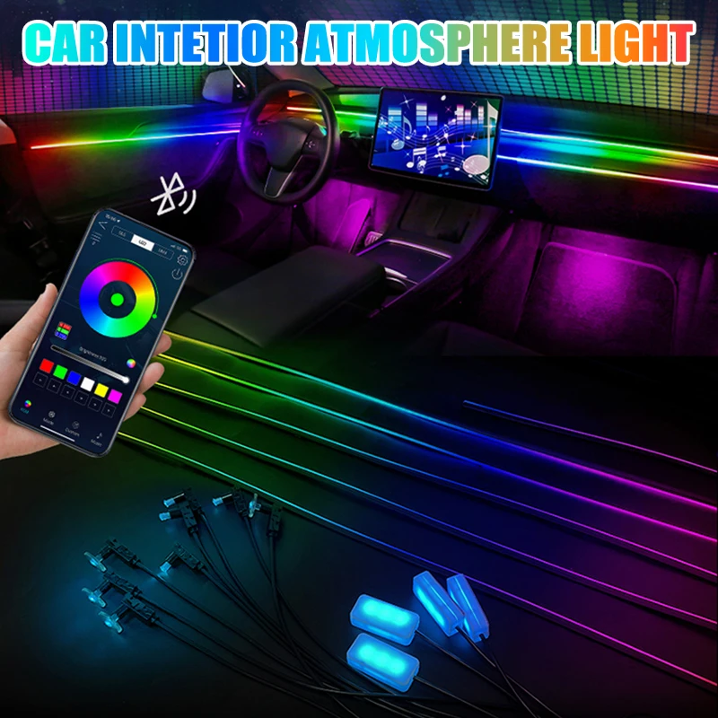 Full-Color-Streamer-Car-Ambient-Lights-Universal-APP-Control-64-Colors ...
