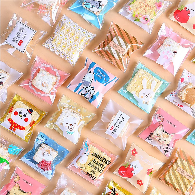 100-Pcs-7x7-3cm-Small-Plastic-Cartoon-Self-Adhesive-Bakery-Packaging ...