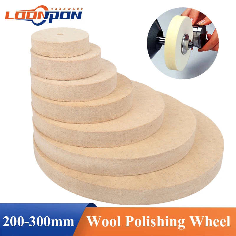 200-300mm-Wool-Felt-Polishing-Buffing-Wheel-Bore-16mm-for-Metal-Marble ...