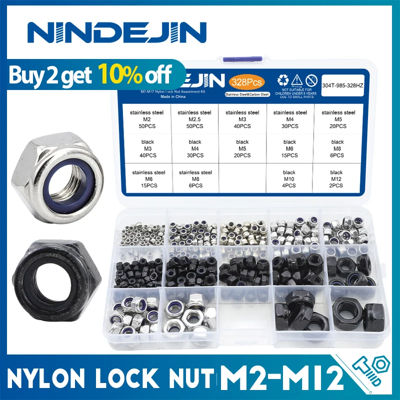 NINDEJIN-Nylon-Lock-Nut-Set-Black-Zinc-Plated-Carbon-Steel-M2-M12-Hexagon-Locknut-Self-Locking.jpg