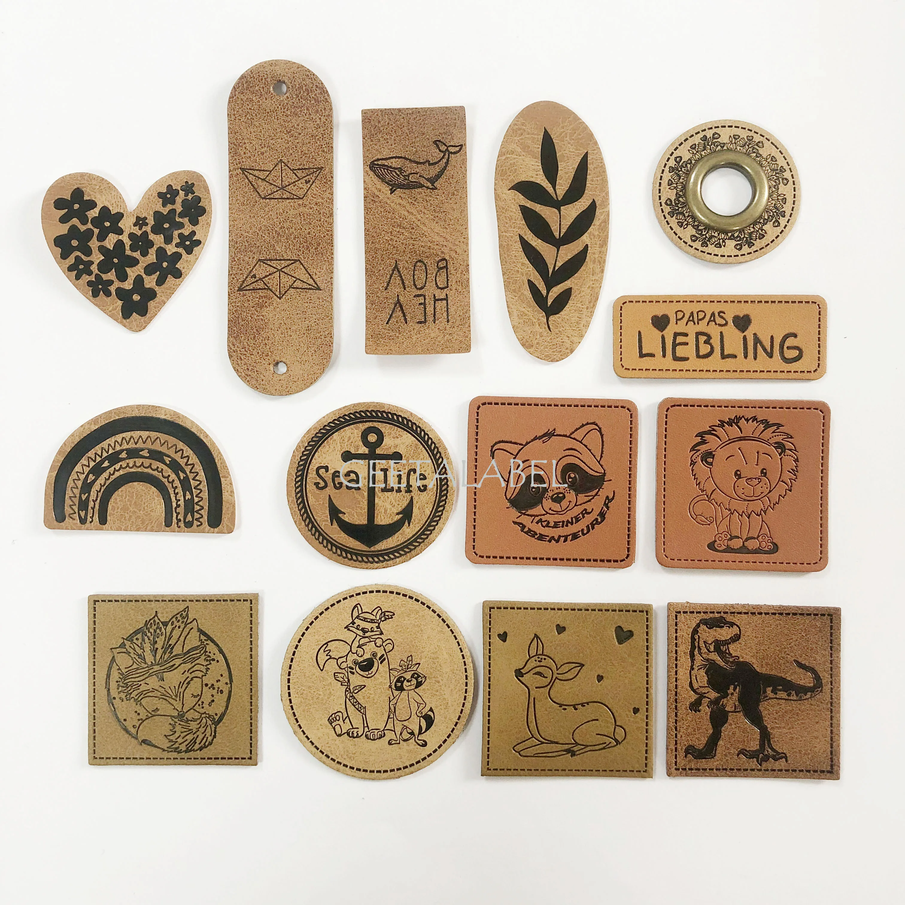 Custom Debossed Embossed Logo Iron On PU Leather Patches Sewing On Fake ...