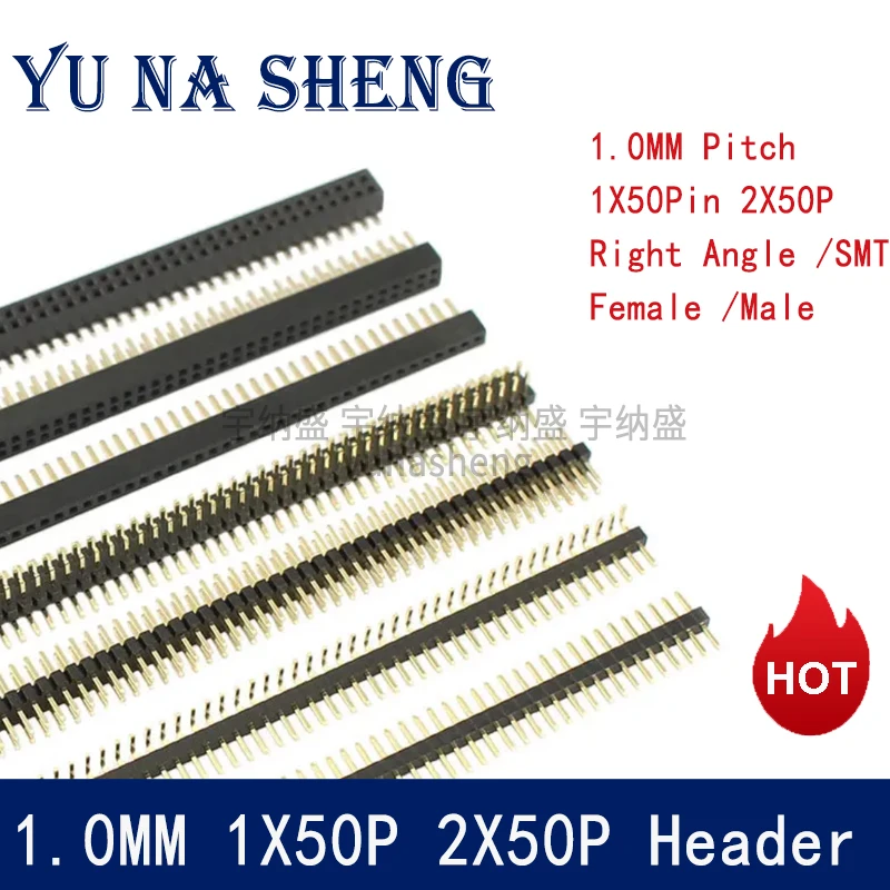 1mm-1-0mm-Pitch-Gold-Plated-50P-1x50-2x50-Pin-Female-Male-Header-Strip ...
