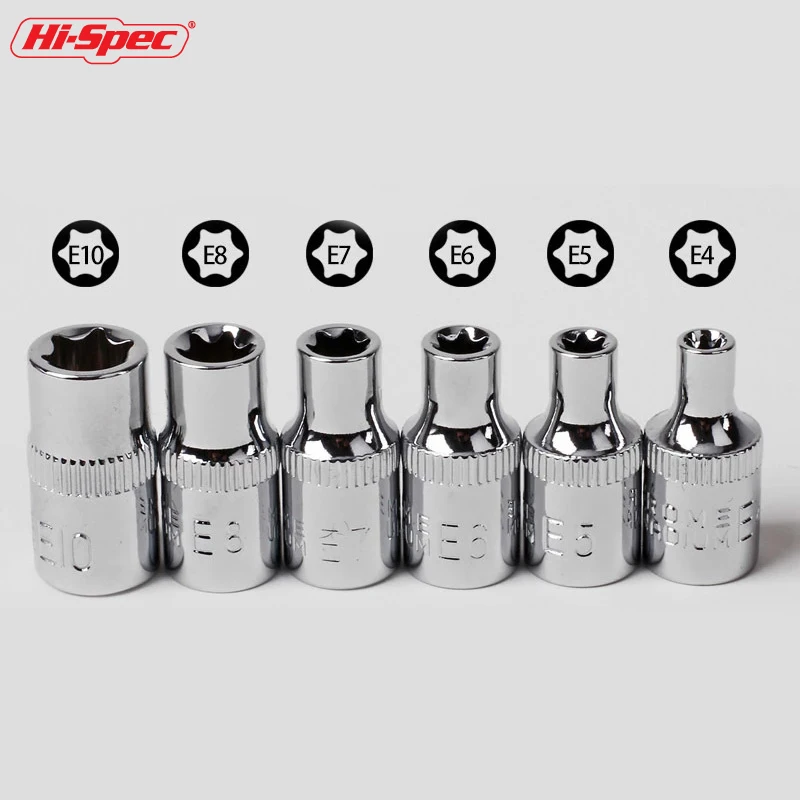 Hi-Spec 1/4" Torx Socket Adapter E Type Universal Socket Ratchet Wrench ...