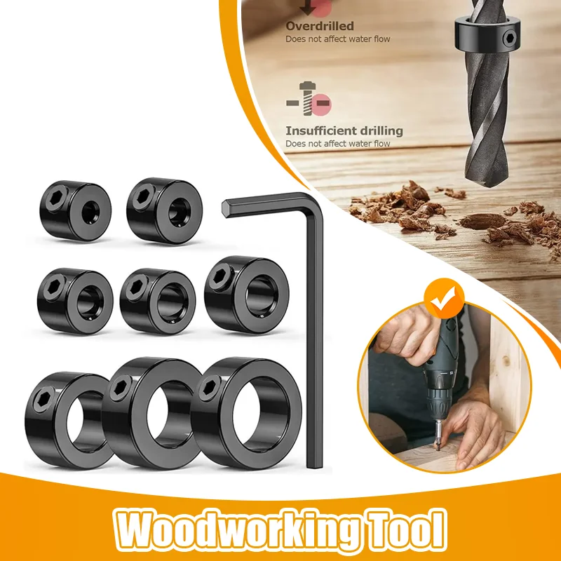 Adjustable-Drill-Depth-Stop-Bit-Collar-Set-Positioner-Limit-Ring-Allen ...