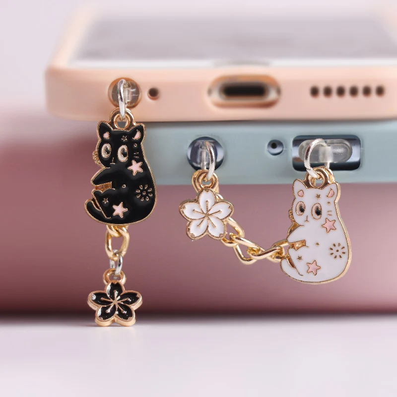 Cat Phone Dust Plug Charm Kawai Android Anti Dust Cap Pendant Charge ...