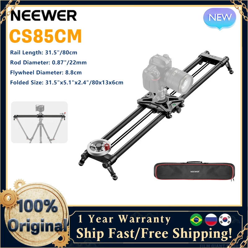 NEEWER 31.5in/80cm Camera Slider With Flywheel & Crank Handle, Smoother ...