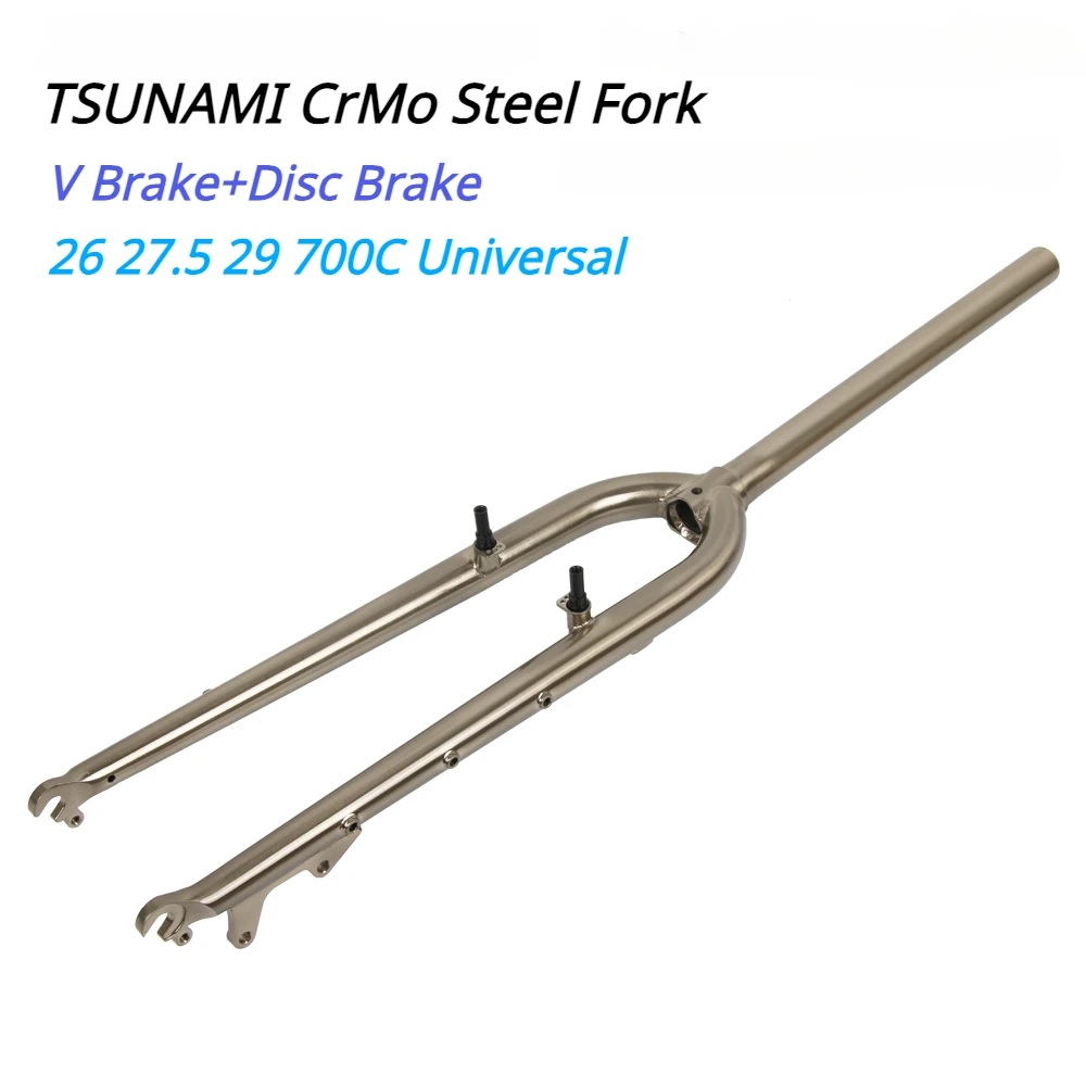MTB-Mountain-Bike-Chrome-Molybdenum-Steel-Disc-Brake-V-Brake-Front-Fork ...