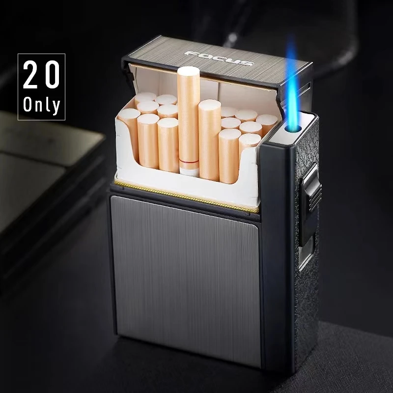 20-Pcs-Cigarette-Case-Metal-Lighter-Turbo-Butane-Cigarette-Capacity-Gas ...