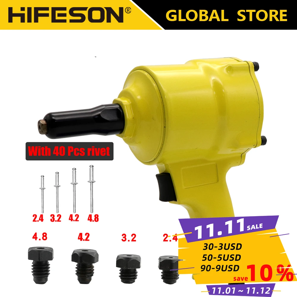 Pneumatic Air Blind Rivet Gun With 40 Pcs Nail Automatic POP Riveters ...
