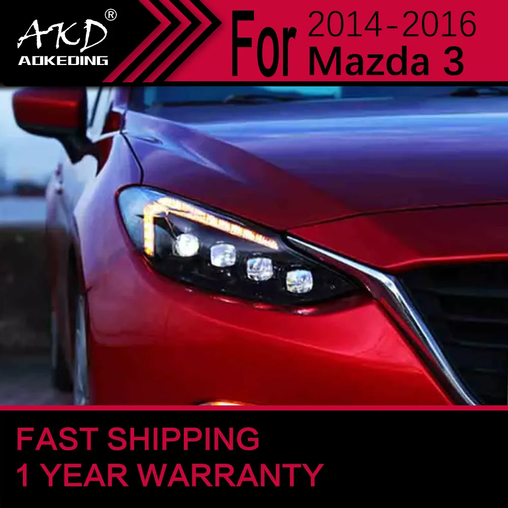Car Lights for Mazda 3 LED Headlight 2014-2016 Axela Head Lamp Drl ...