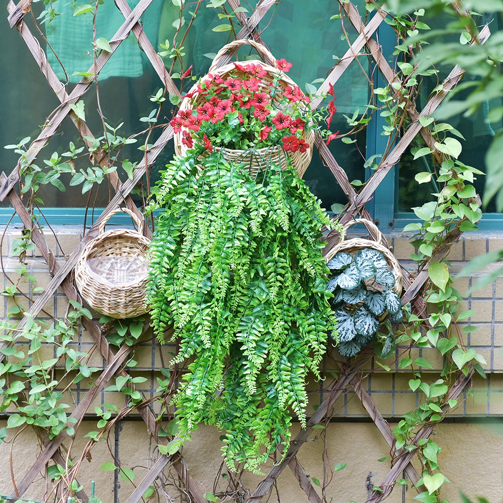 Jardiniere-bac a fleur,Plante de fleur suspendue au mur,saule tissé,pot ...