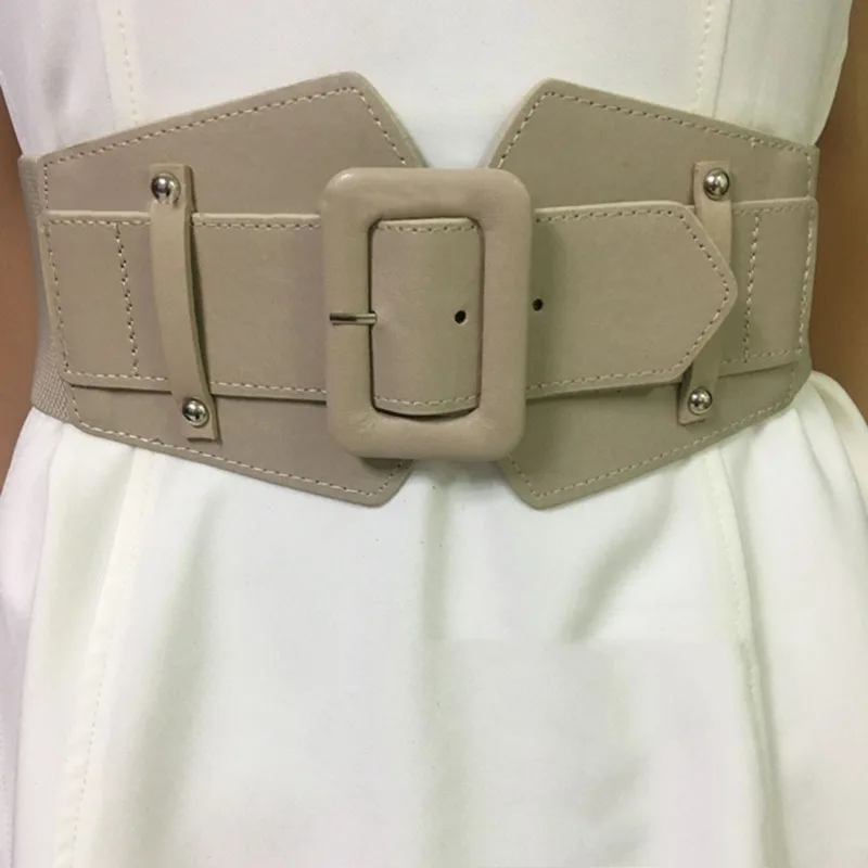 Wide Elastic Leather Belt | Wide Buckle Belt | Wide Belt Women ...