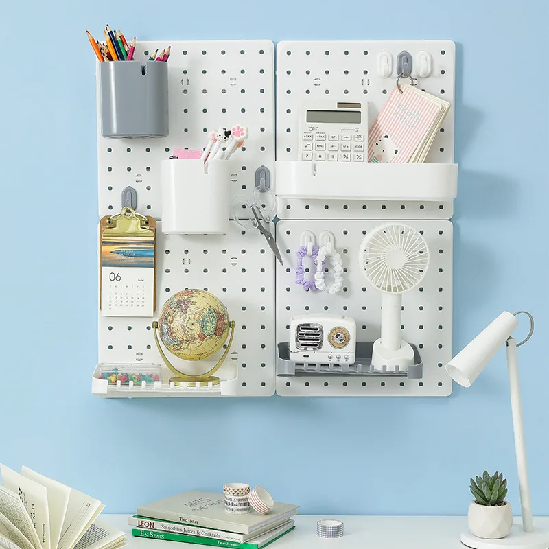 DIY Punch-free Hole Board Rack Wall Mount Storage Rack Organizer ...