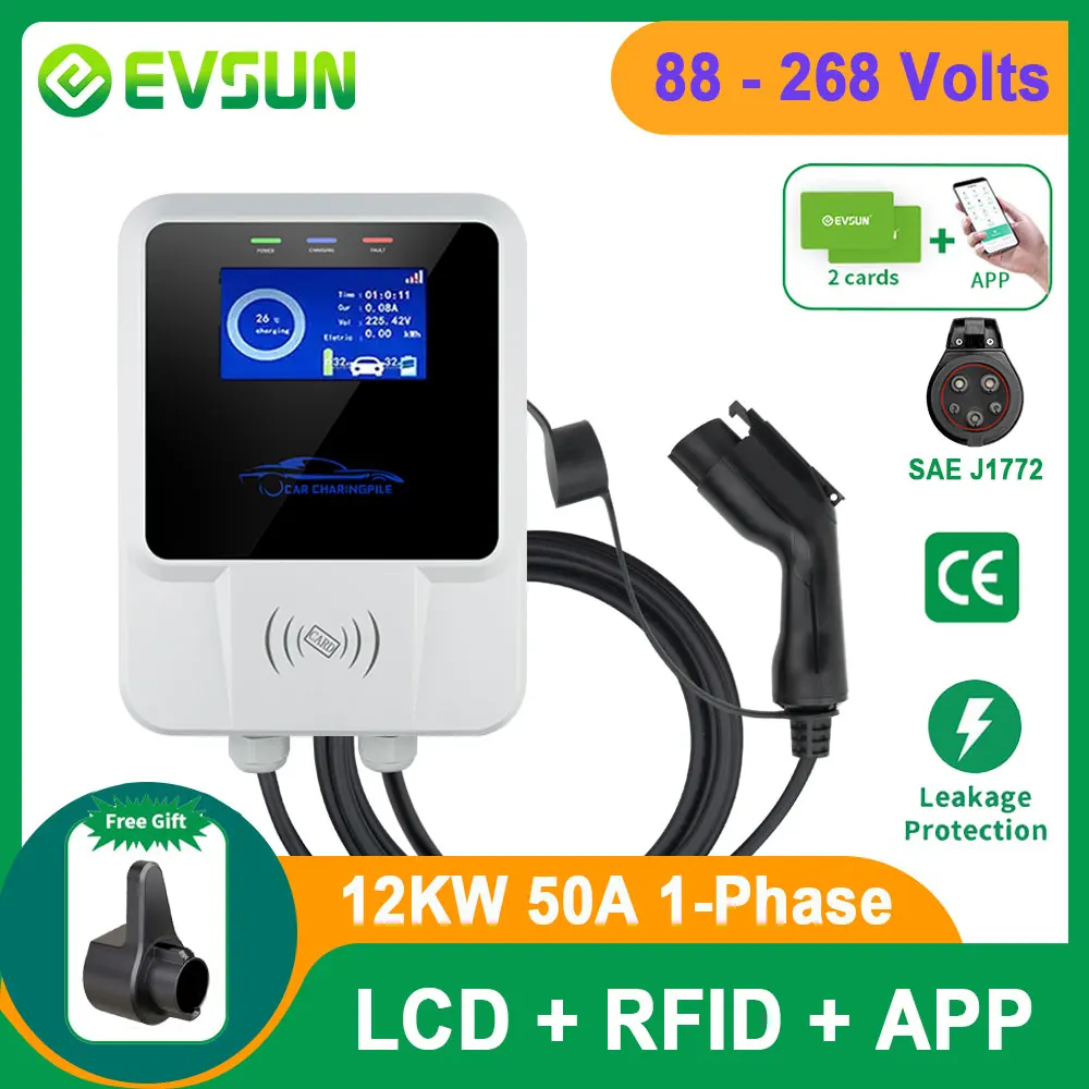 Tiga Tahap 16A 11KW Wallbox EV Charger TYPE EV Kabel Kartu, 49% OFF