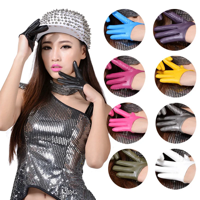 Fashion-Half-Finger-PU-Leather-Gloves-Lady-Fingerless-Driving-Show ...