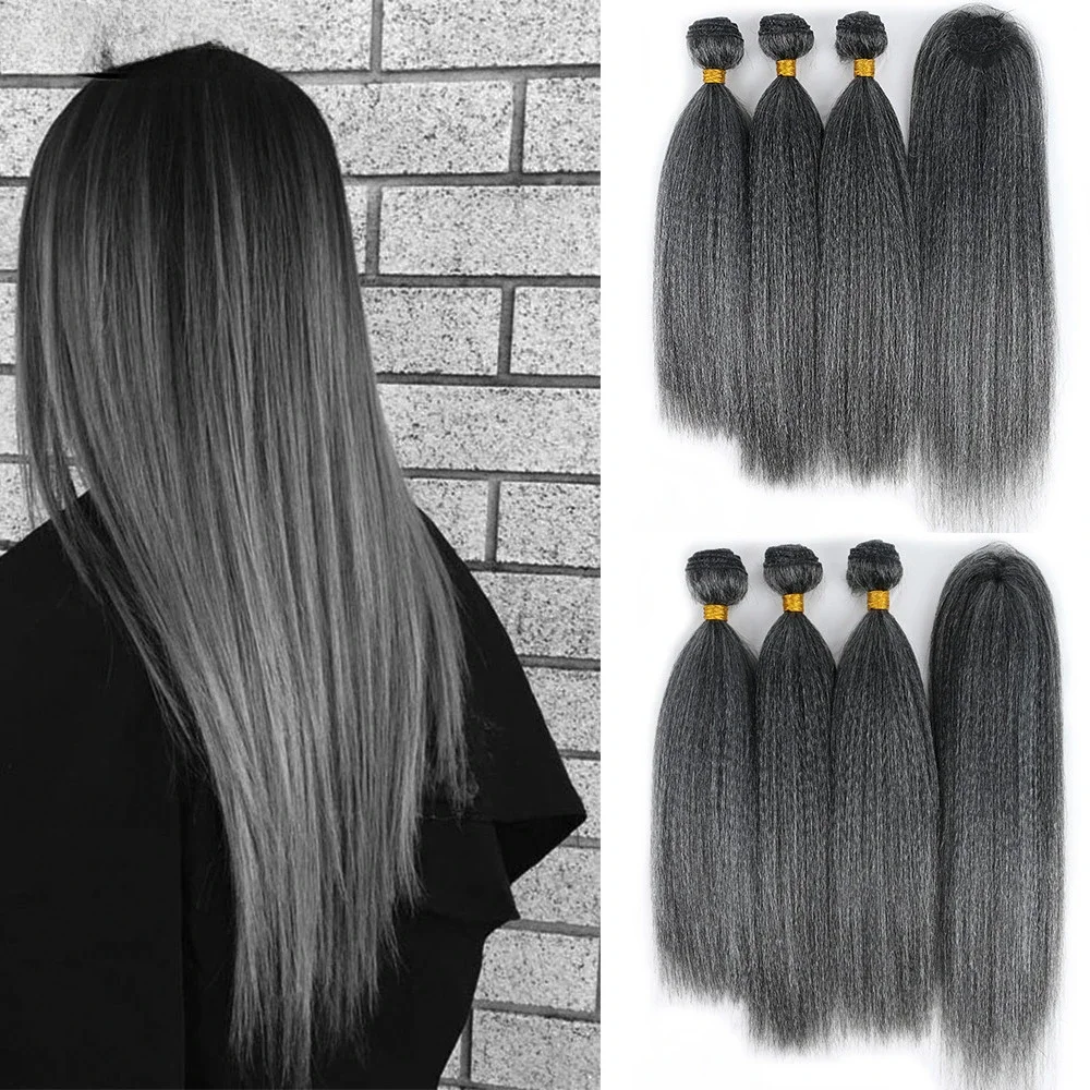 Synthetic-Straight-Hair-Bundle12-14-14-With-Clouse-Weave-Hair-Extension ...