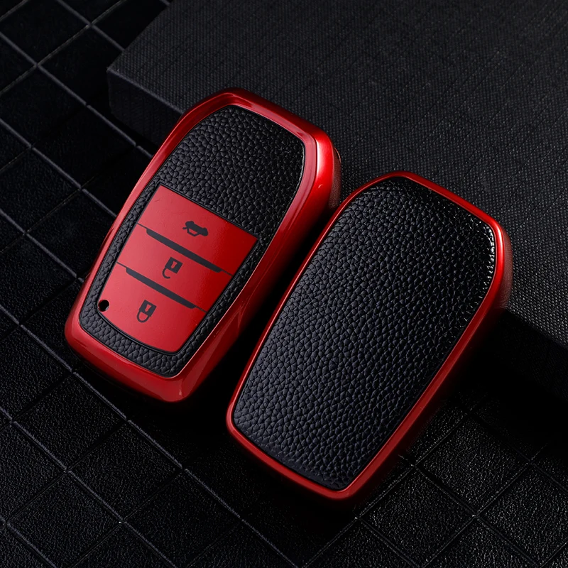 3Buttons TPU Car Remote Key Cover Case Holder Leather Keychain Key ...