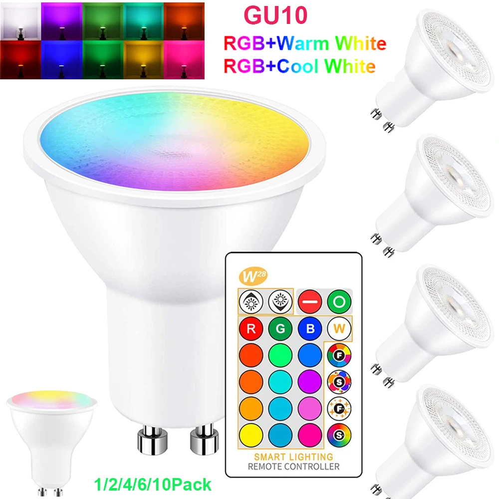 5W-GU10-LED-Light-Bulb-Color-Changing-Spot-Lights-Remote-Control-RGB ...