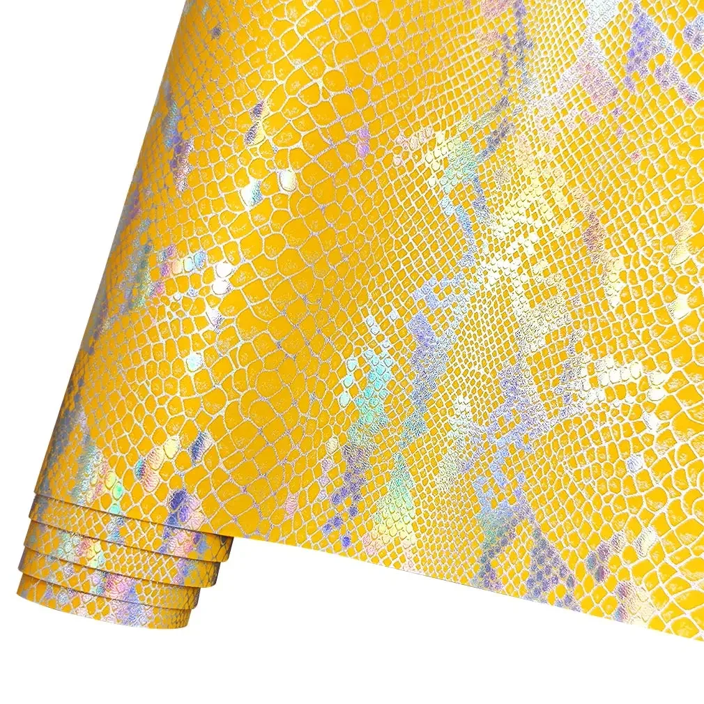 Holographic-Snake-Skin-Leather-Roll-Fabric-Snake-Skin-Embossed-Faux ...