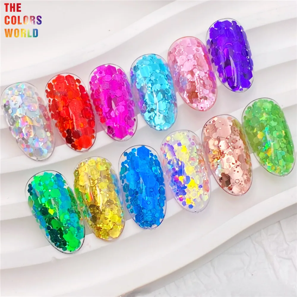 TCT-960 Carnival Chunky Nail Glitter - Mixed Hexagon Colorful Sequin ...