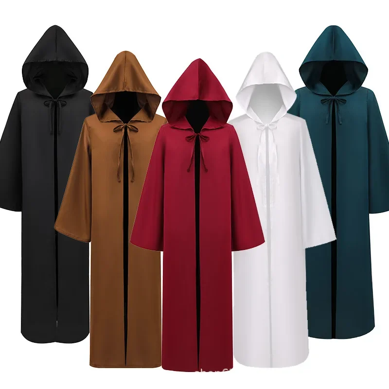Medieval-Men-Women-Tunic-Hooded-Robe-Cloak-Knight-Cosplay-Costume ...
