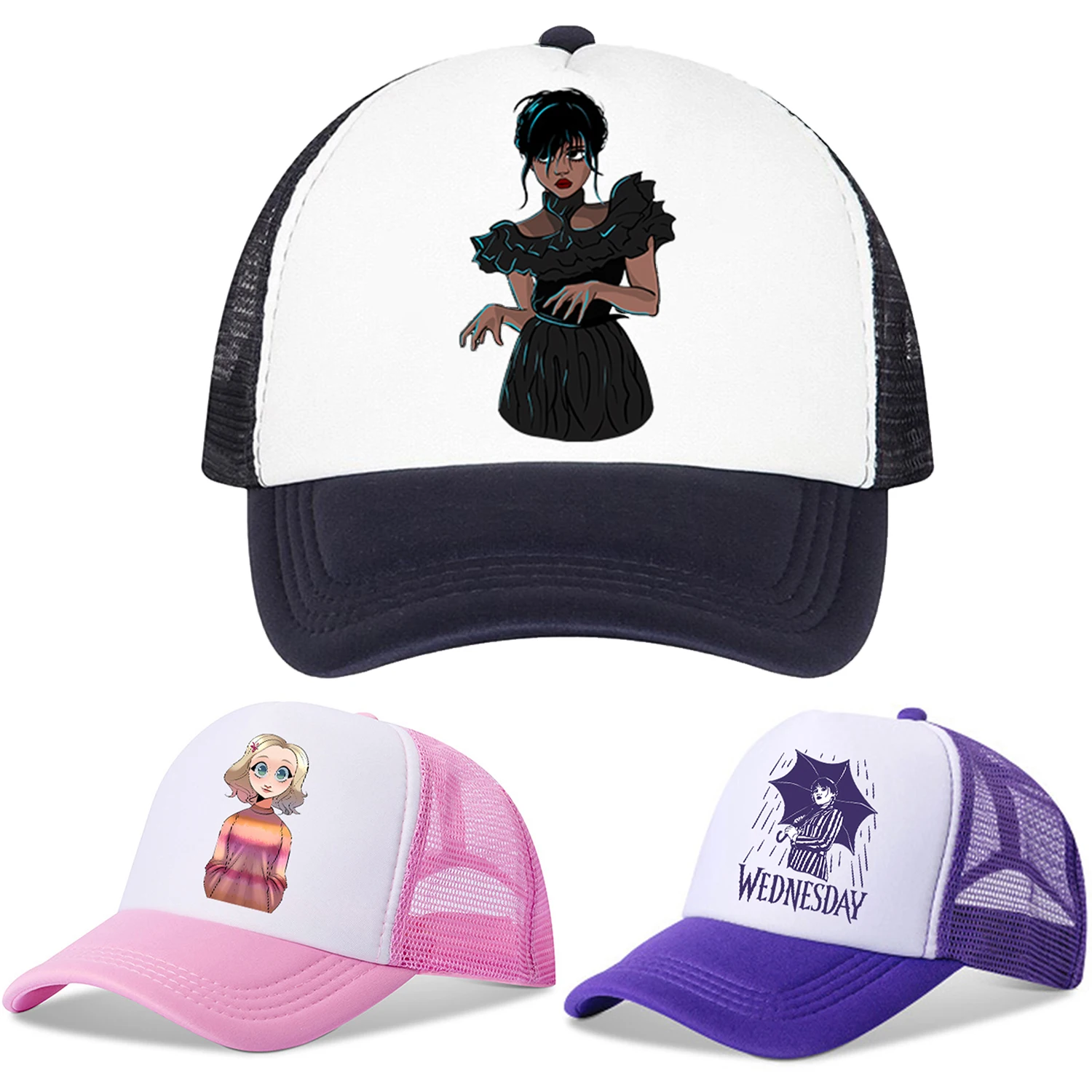 Wednesday Addams Peaked Caps for Women Cartoon Style Peacoat Summer ...