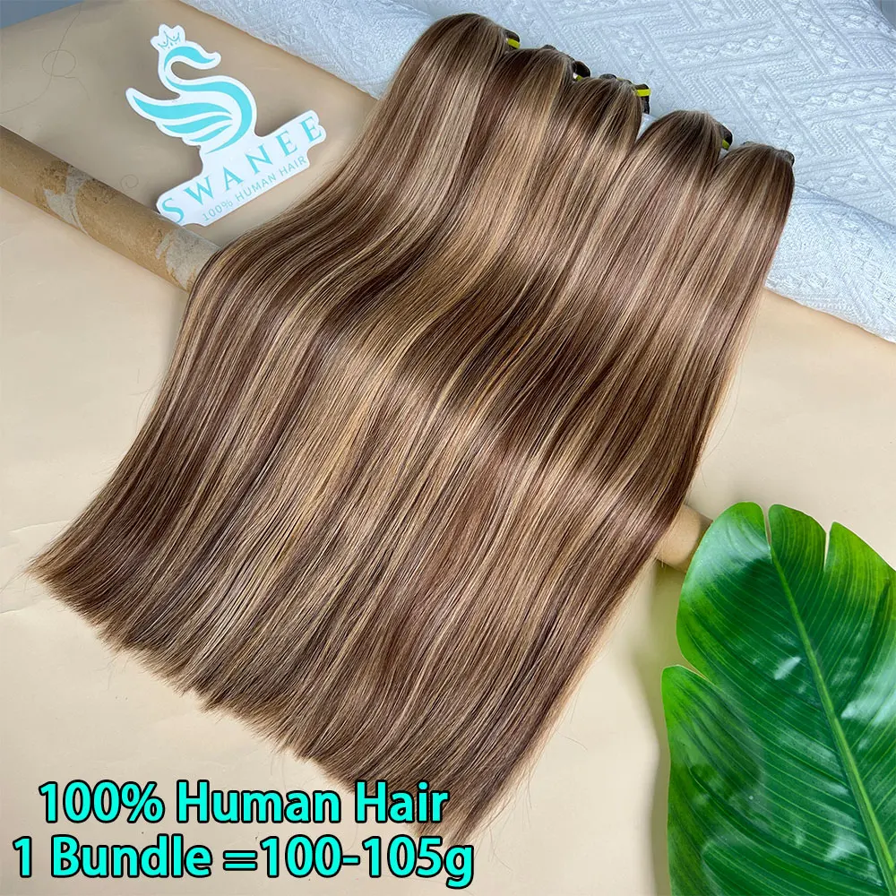 SWANEE 30 Inch Highlight Bone Straight Human Hair Bundles P4/27 Color ...