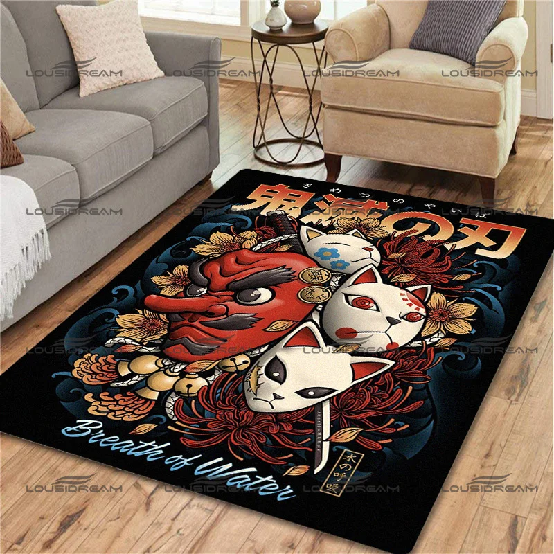 Top-Animated-Demon-Slayer-Decorative-Carpet-Square-Flannel-Cartoon-Mask ...