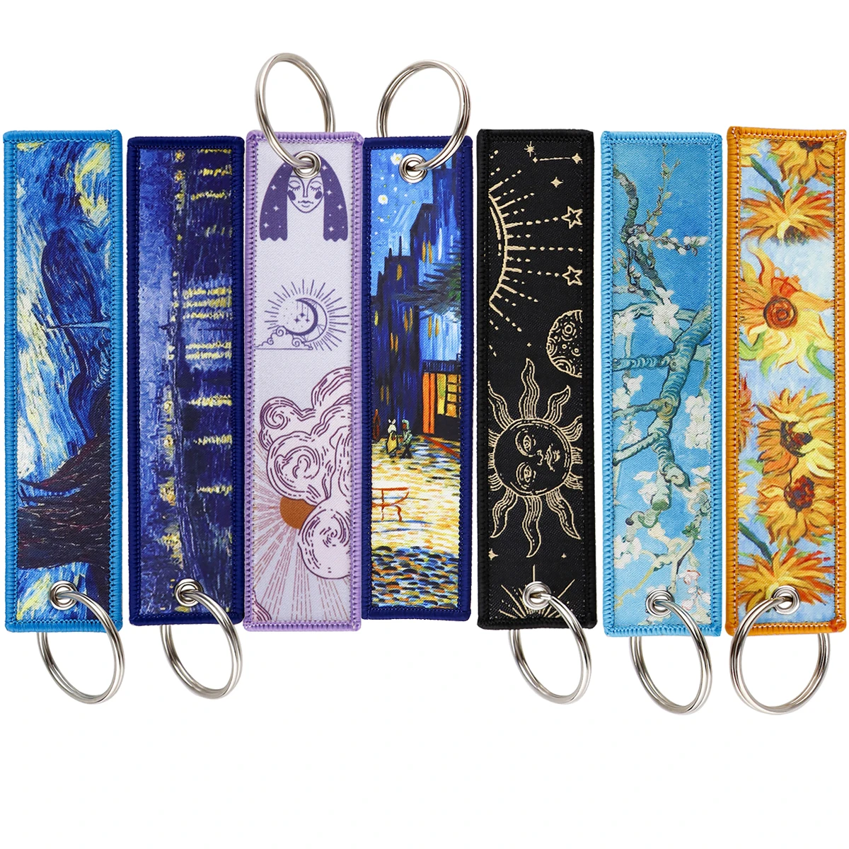 Van Gogh Art Oil Painting Embroidered Key Chain Key Fobs Key Tag For ...