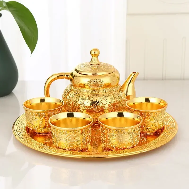 High-grade Golden Baifu Tea Set Household Full of Table Kung Fu Cup Pot ...
