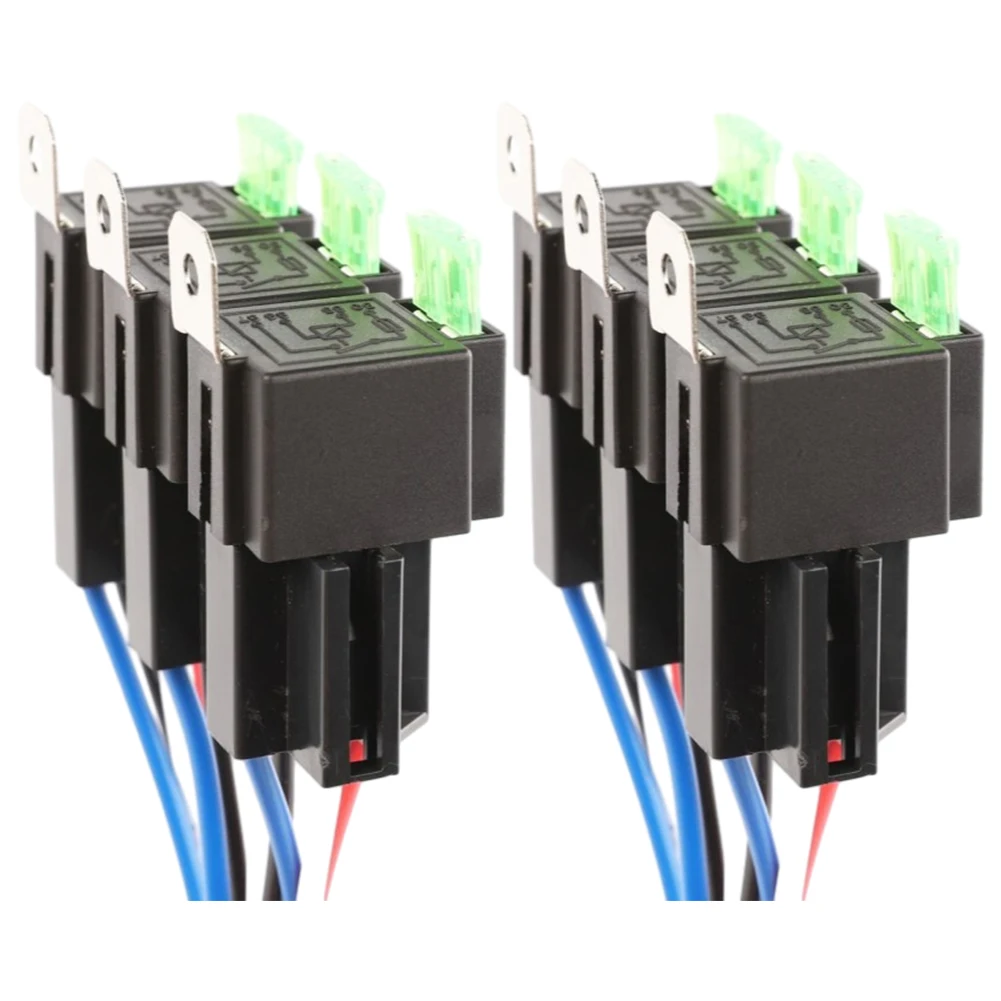 6pcs-30A-Fuse-Relay-Switch-Harness-Set-12V-DC-5-Pin-SPST-Automotive ...