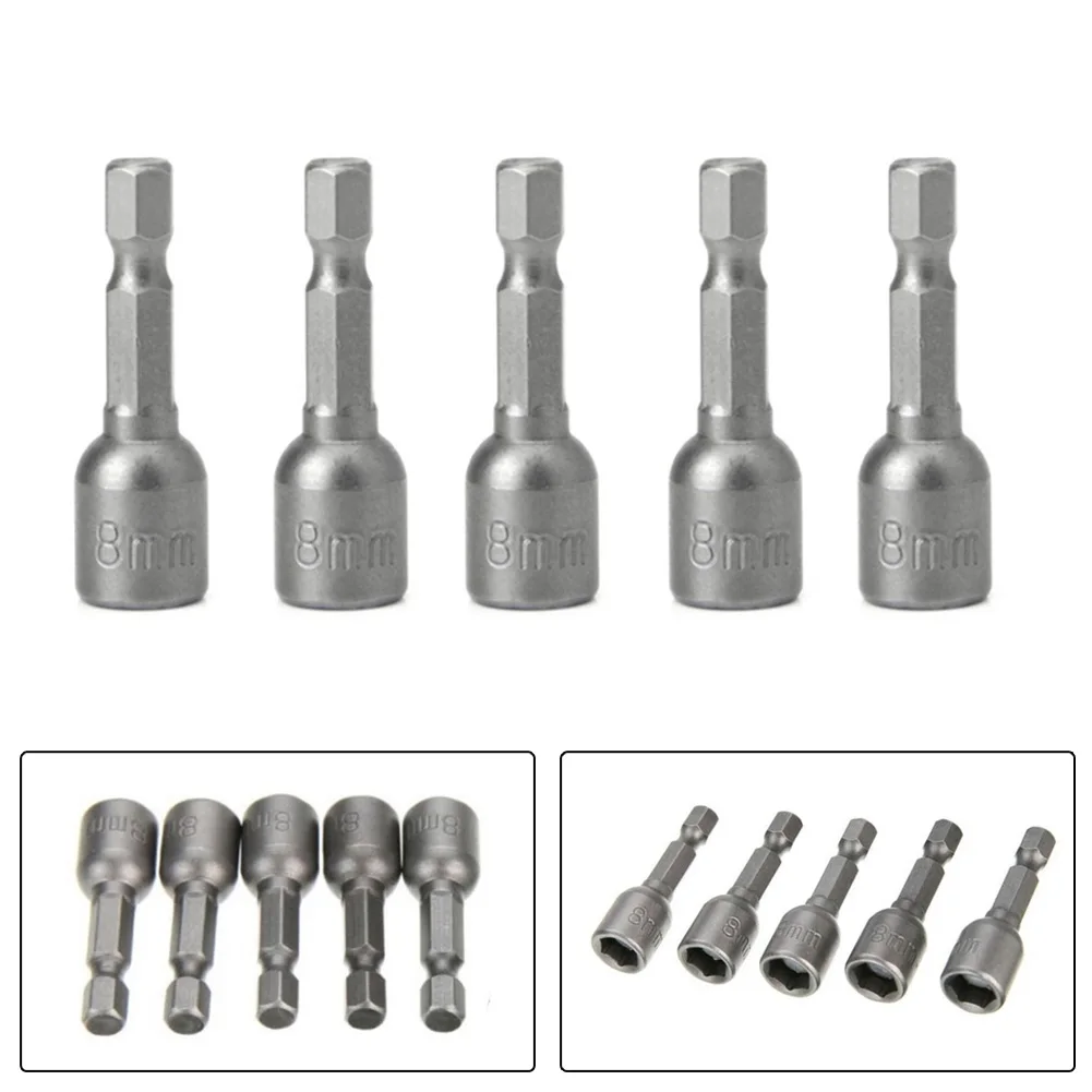 5pcs-8mm-Socket-Magnetic-Nut-Driver-Hex-Head-Shank-Impact-Socket-Power ...