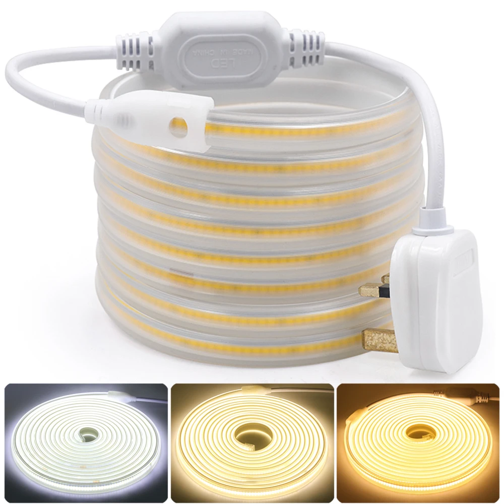 COB LED Strip 110V 220V Flexible COB LED Tape 288LEDs High Density ...