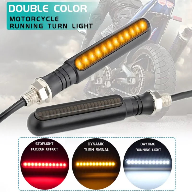 Universal LED Motorcycle Turn Signal Light 24LED Moto Rear Lights M10 ...