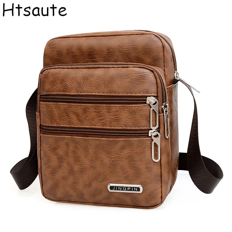 Casual Men's Shoulder Bags PU Leather Handbag Men Travel Sling Bag ...