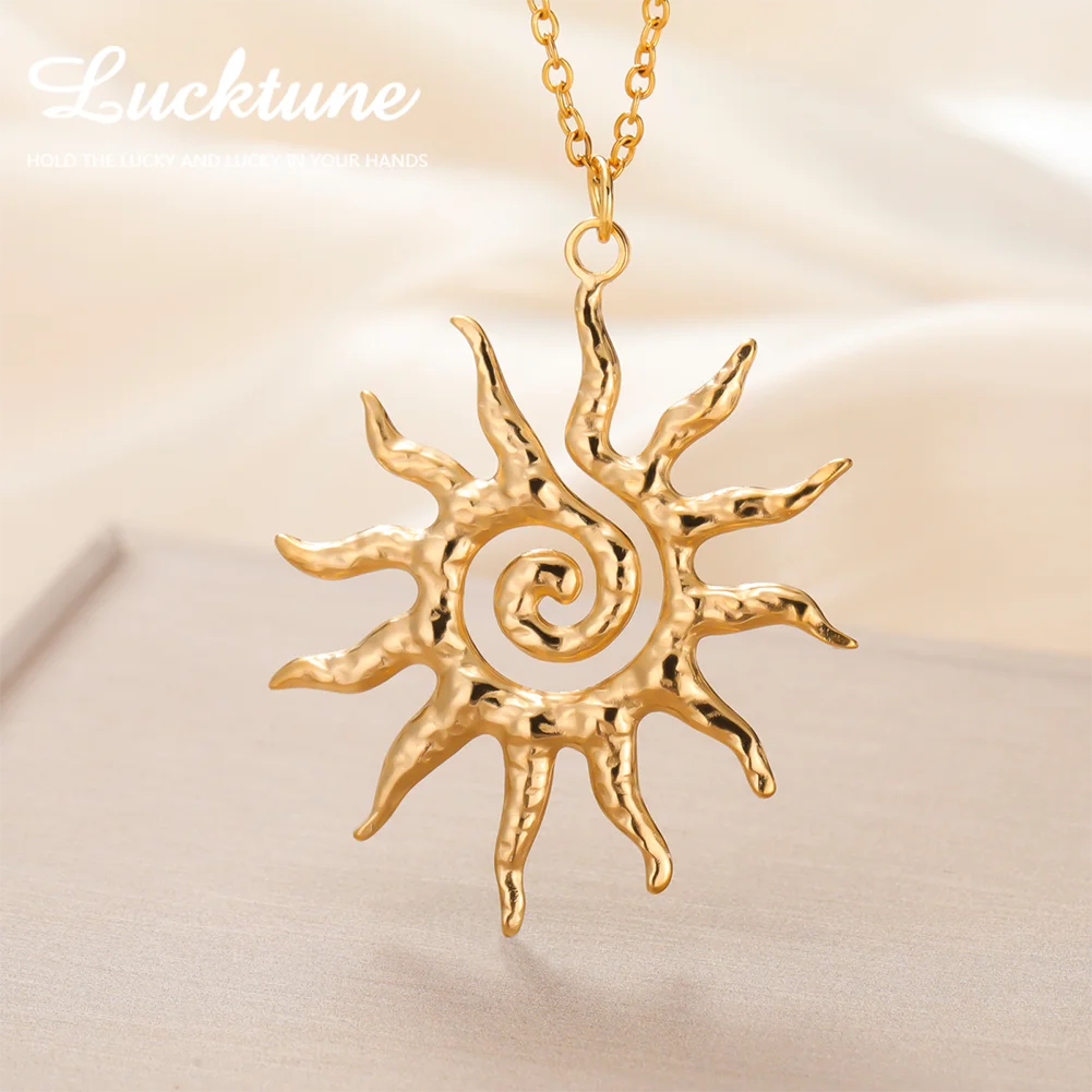 Lucktune Vintage Chic Sun Pendant Necklace Stainless Steel Supernatural ...