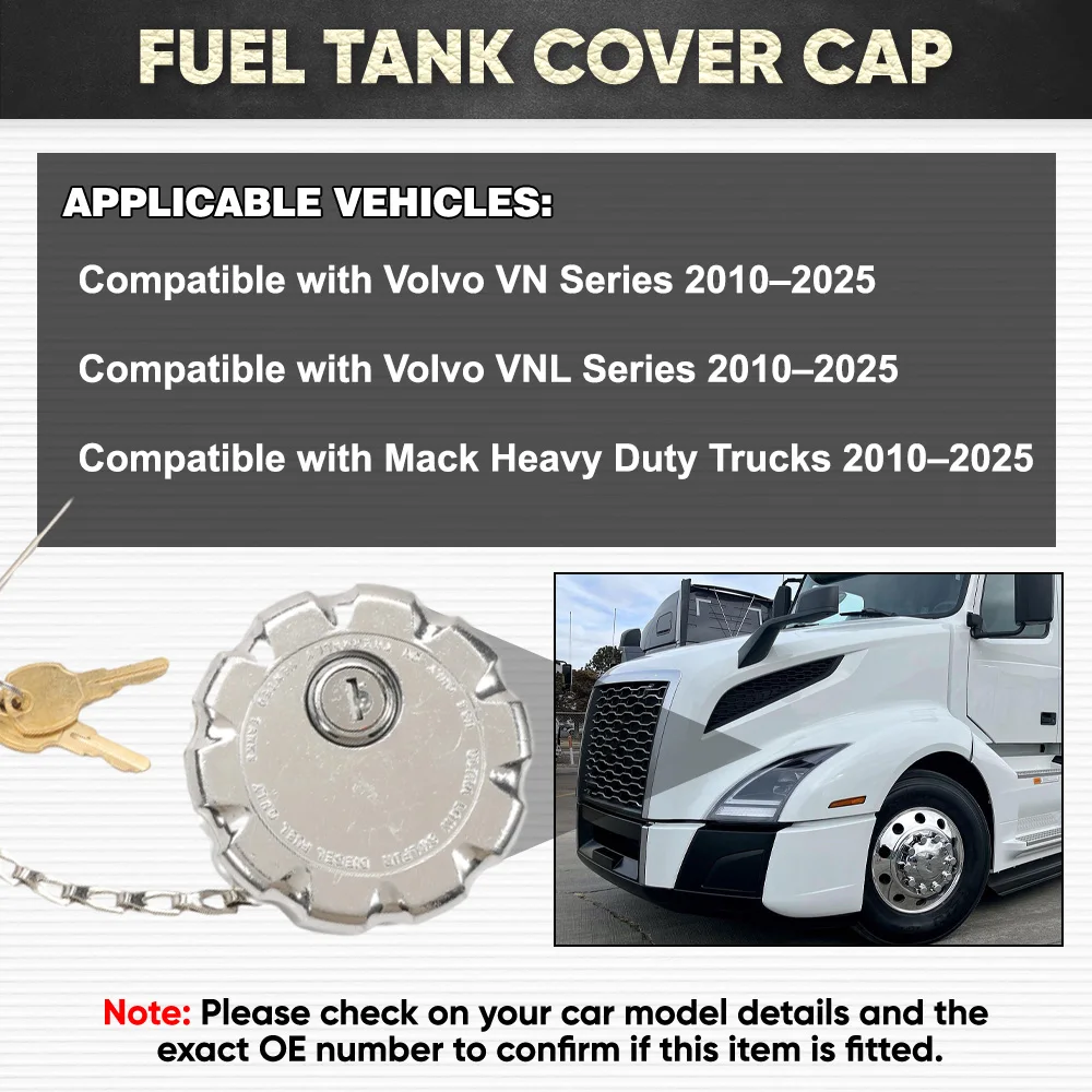 3" Locking Diesel Fuel Cap Aluminum for Volvo VN Series VNL Series Mack ...