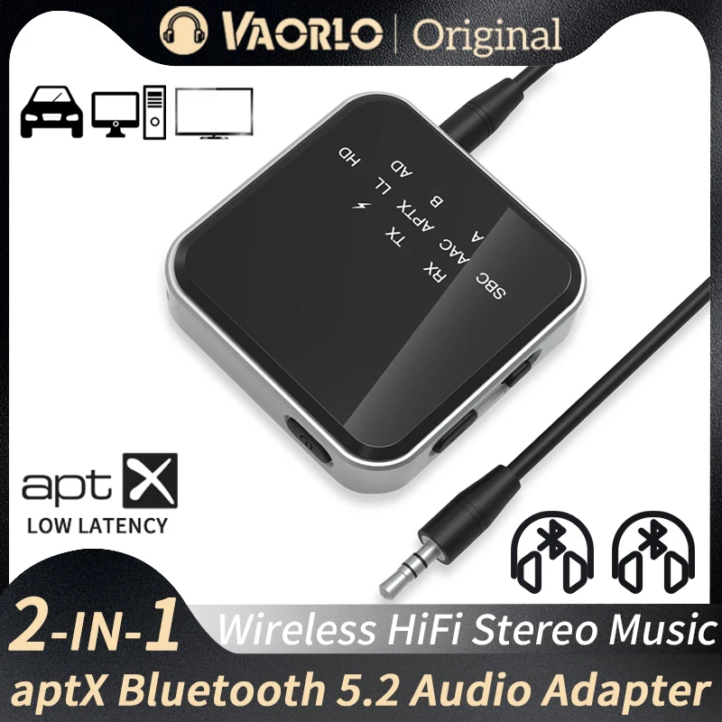 VAORLO-aptx-ll-HD-adaptable-de-baja-latencia-Bluetooth-5-2-adaptador-transmisor-receptor-de ...