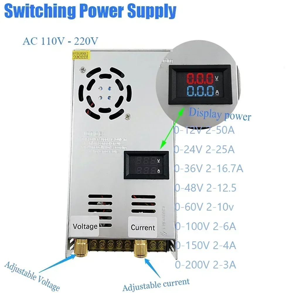 Switching-Power-Supply-Adjustable-AC-220V-DC-0-12V-24V-36V-48V-60V-100V ...
