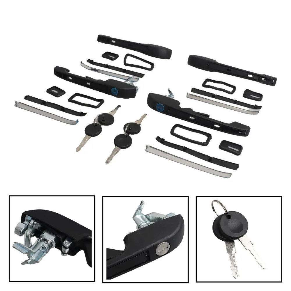4Pcs Black Outside Exterior Door Handle For VW VW Caddy I Derby Golf ...