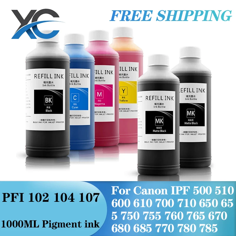1000ML-Pigment-ink-For-Canon-PFl-102104107-Refill-For-IPF-500510-600 ...