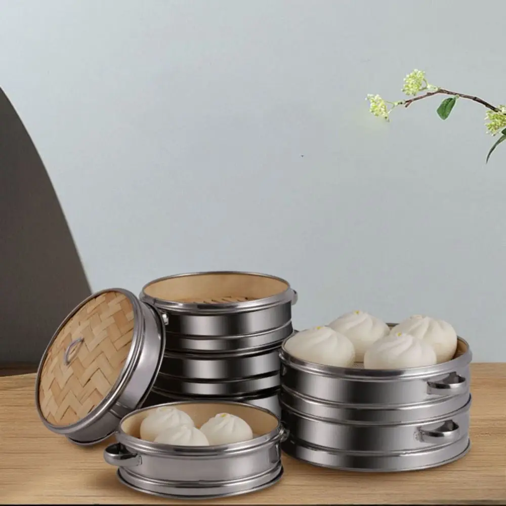 Bamboo-Round-Cooking-Tool-Dumpling-Dim-Sum-Stainless-Steel-Steamer-Cage ...