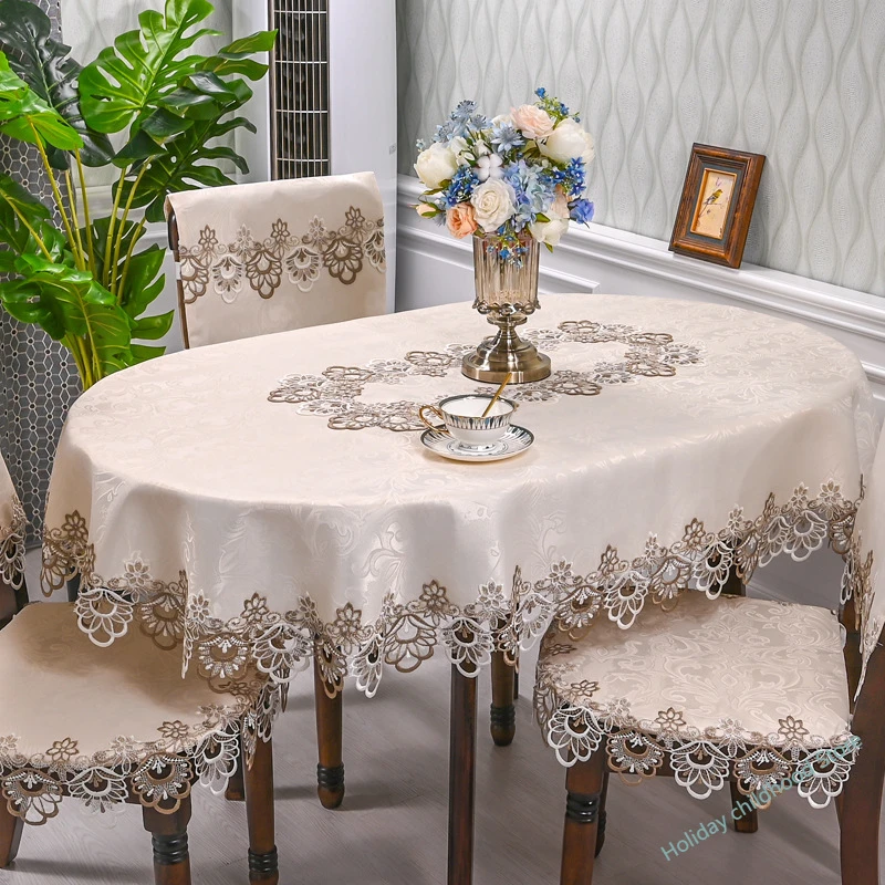 European Round Table Tablecloth Oval Household | Luxury Living Room ...