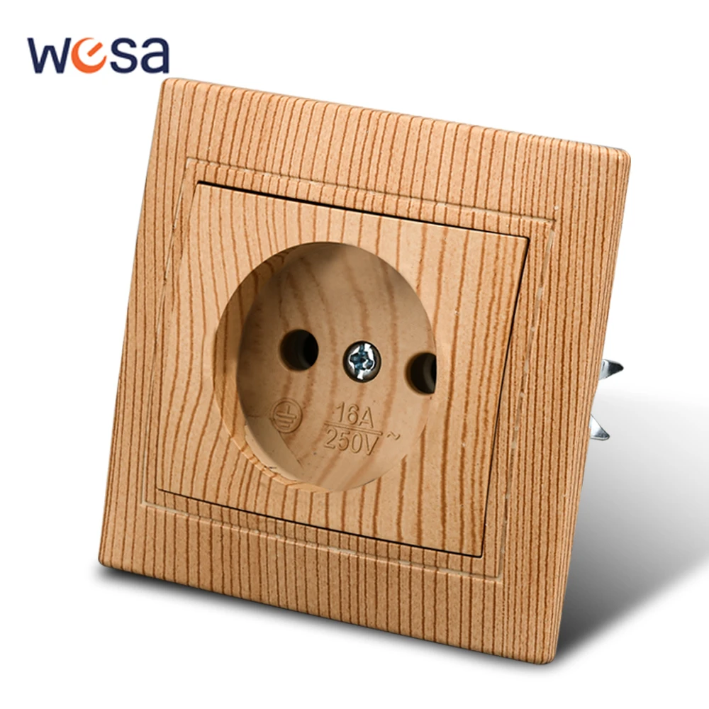 WESA Wood Power Socket 16A EU Standard Electrical Outlett Not Ground ...