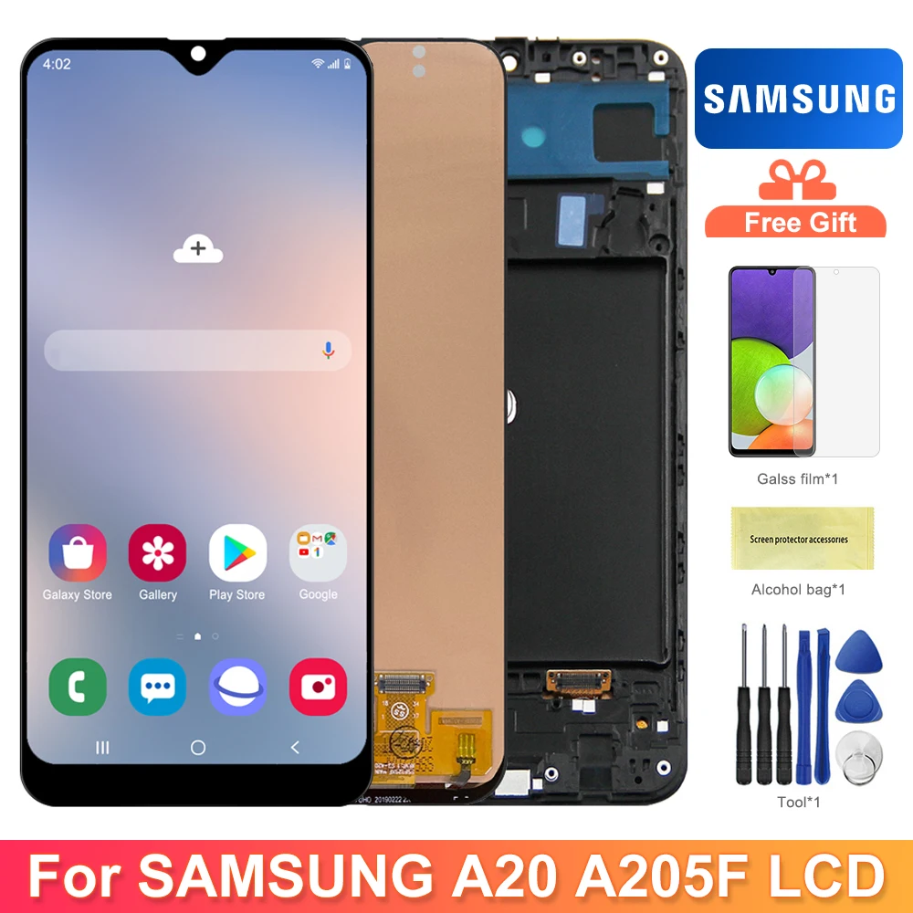 A20 Display Bildschirm Mit Rahmen, für Samsung Galaxy A20 A205F/DS ...