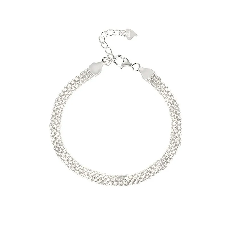 Fine-925-Sterling-Silver-Mesh-Link-Chain-Bracelet-for-Women-Minimalist ...