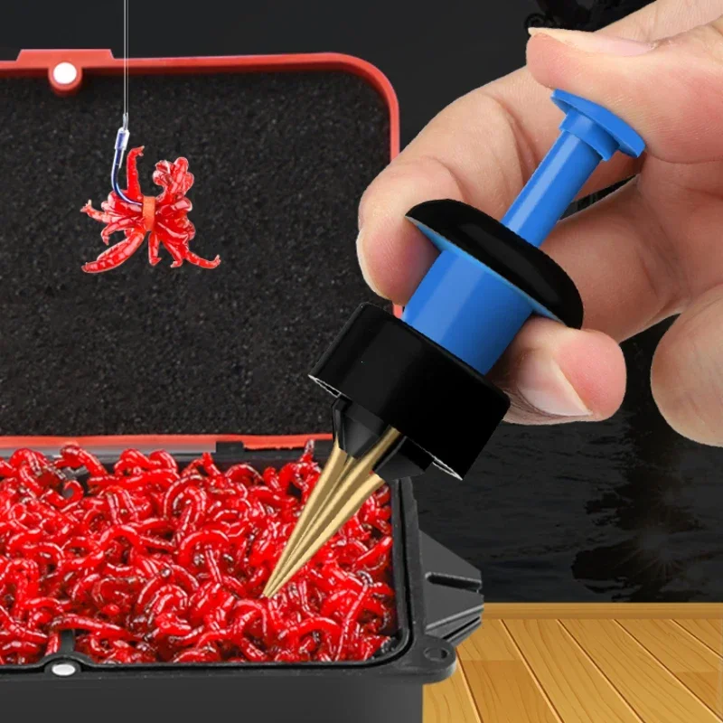 1Set Portable blood worm Fishing lines Baits Elastic Bait Clip Bait ...
